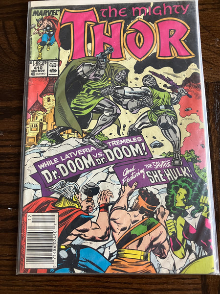 The Mighty Thor- #410 1989 Marvel Comics Vintage. Dr. Doom & She Hulk ...